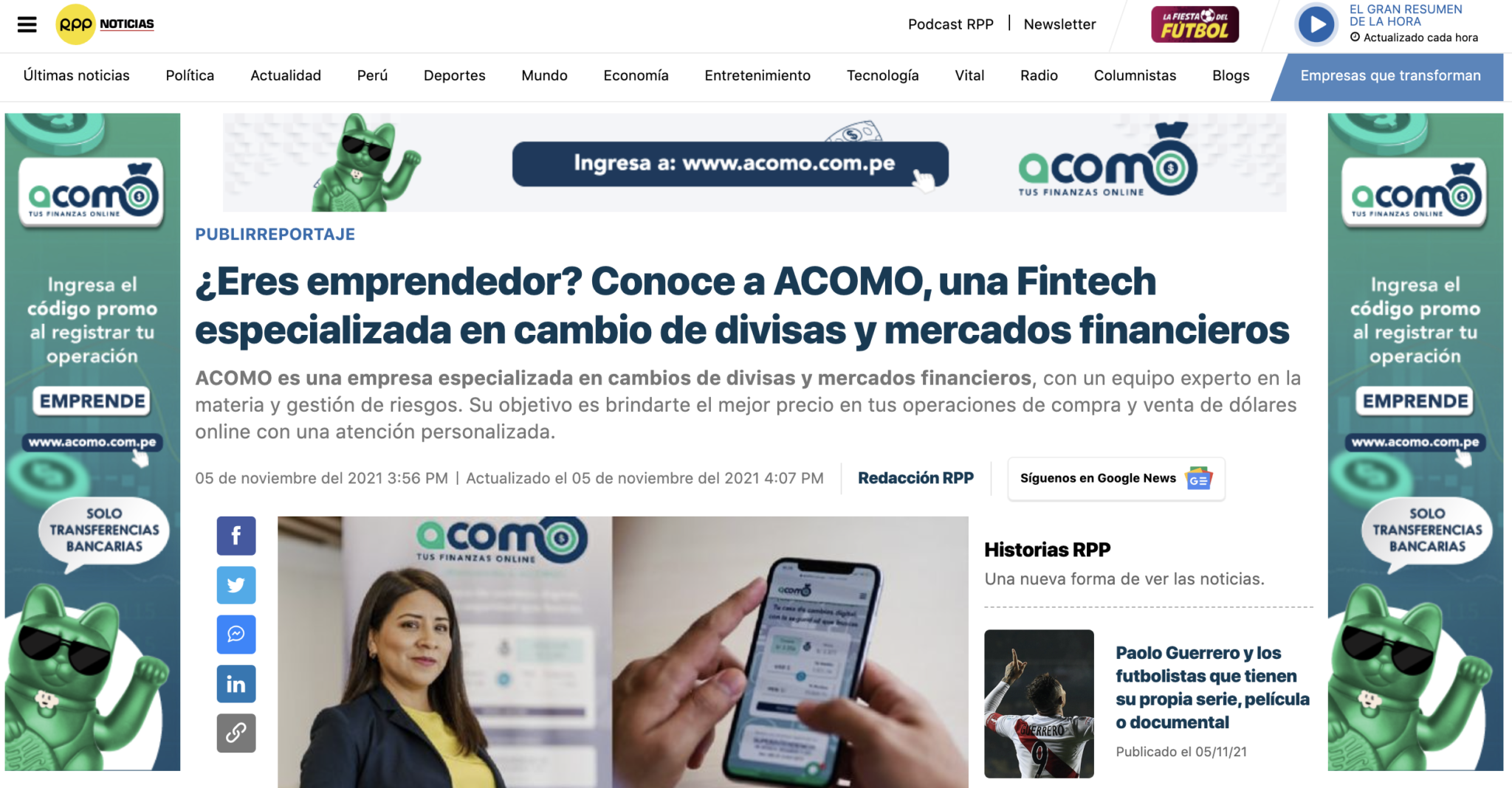 Novedades de ACOMO - Plataforma de Compra y Venta de Dólares en Perú